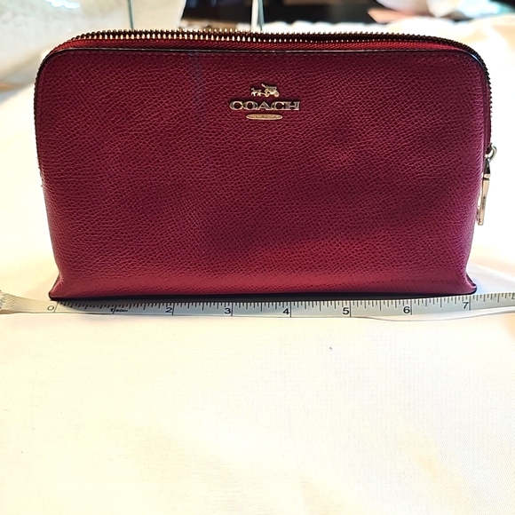 Coach | Bags | Leather Coach Cosmetic Case In Scarlet | Poshmark